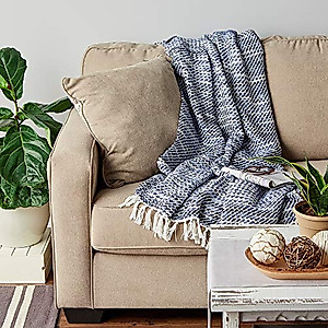 DII Blue Tone Diagonal Stripe Acrylic Throw