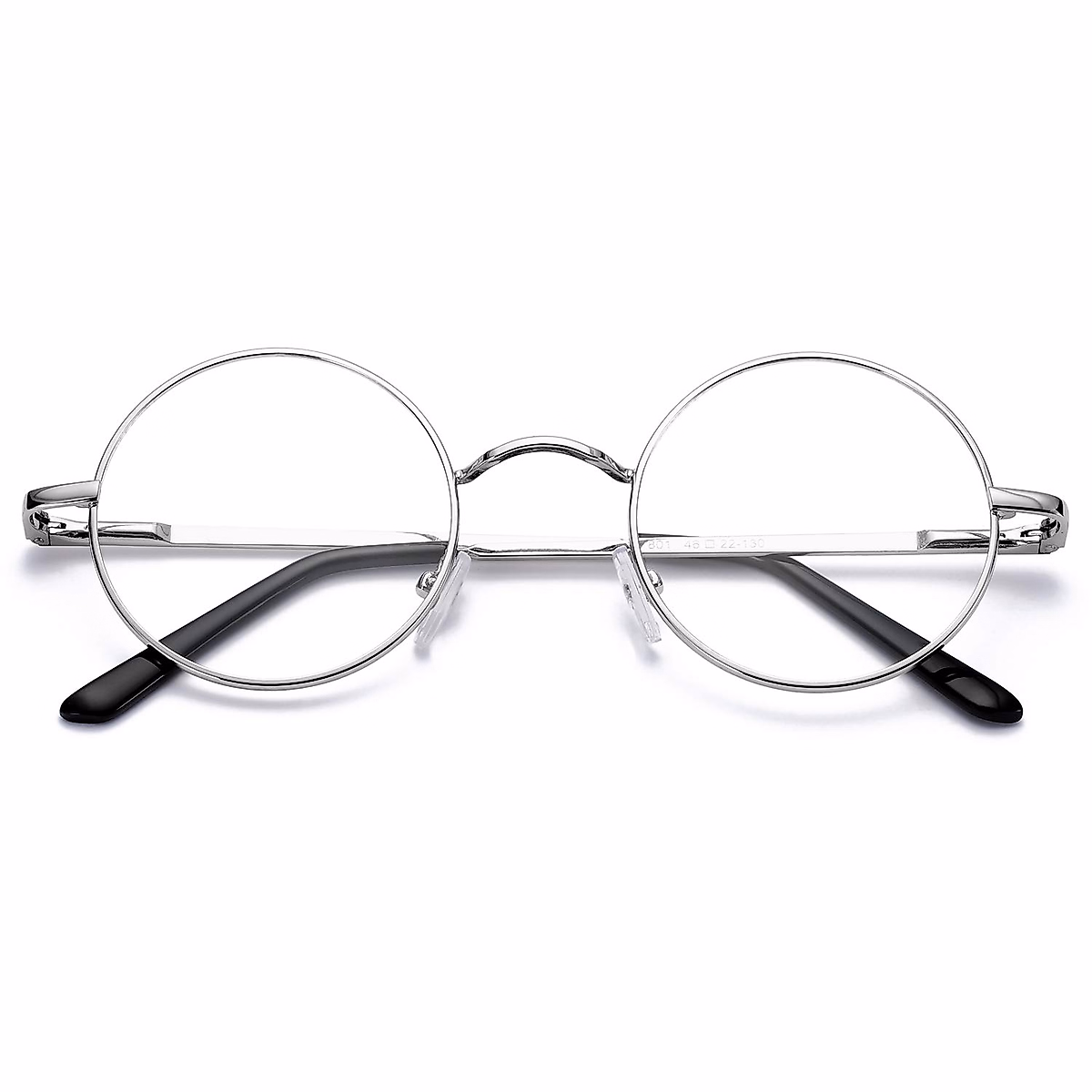 Pro Acme Non Prescription Clear Lens Glasses Retro Small Round Metal Frame (Silver)
