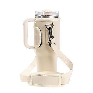 Stanley Water Bottle Carrier Bag - Neoprene Holder for Simple Modern Stanley 40 oz Tumbler with Adjustable Strap, Perfect for Hiking, Traveling, and Camping Beige
