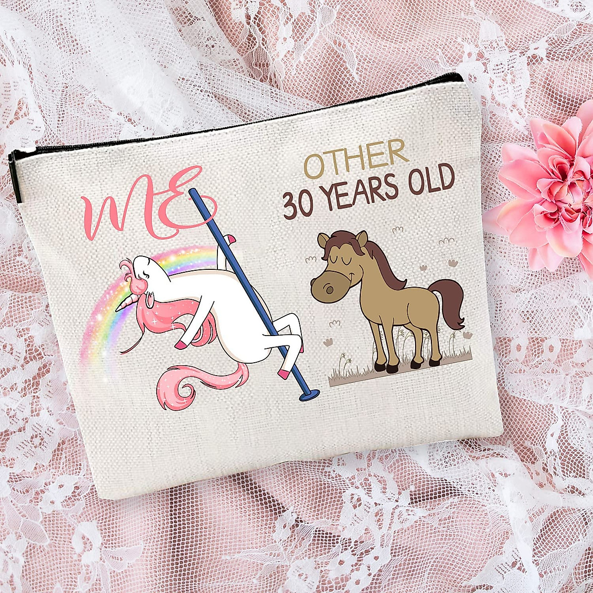 30th Birthday Gifts for Her,30th Birthday Gifts for Women,30 Year Old Birthday Gifts for Women,30th Birthday Makeup Bag,30th Birthday Cosmetic Bag Pouch,30th Birthday Makeup Mirror