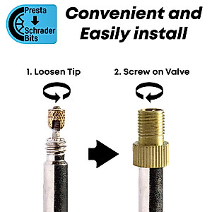 The Only One 6 Pcs Brass Presta Valve Adapter - Convert Presta to Schrader - French/UK to US - Inflate Tire Using Standard Pump or Air Compressor