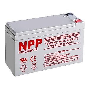 NPP HR1224W 12V 144Watts 24Watt/ Cell AGM Sealed Lead Acid Rechargeable UPS Battery, Replace 12V 6Ah, 6.5Ah APC Back-UPS NS 1250, Flame Retardant High Rate UPS Battery