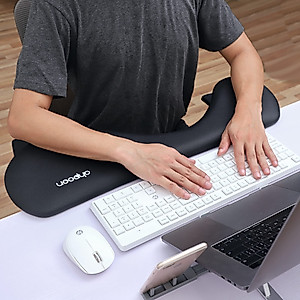 AHPOON Ergonomics Desk Extender Tray,Keyboard Drawer Tray 26.8"x8.5" Punch-Free Clamp on,Table Mount Armrest Shelf, Computer Elbow Arm Support