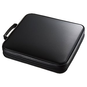 SANWA 160 Capacity CD Case, Large CD Sleeves, Portable DVD VCD Storage Box, Portable Zipper Bag, EVA Protective Blu-ray Wallet with Handle, for Car, Home, Office, Games Disc, Audio Music, Black