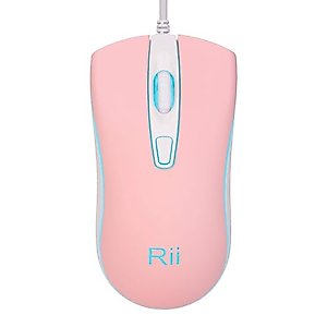 Rii Wired Mouse, USB Computer Mouse,RGB Optical Office Mice for PC,Computer,Laptop,Desktop,Windows,Chromebook (Pink)