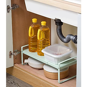 Fairyhouse Expandable Cabinet Organizer Shelf for Kitchen Countertop, Under Sink, Pantry Organization and Storage, Office Desk Shelf, Mint Green