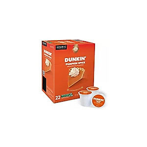 Dunkin Donuts Pumpkin Spice Coffee, 22 coffee pods, compatible with Keurig Coffee Makers
