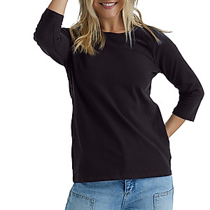 Hanes womens Stretch Cotton Raglan Sleeve Tee Shirt, Black, XX-Large US