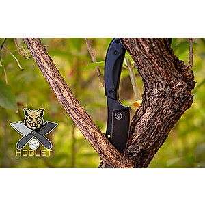 Off-Grid Knives - HOGLET EDC Fixed Blade Knife, Blackwash Blade, G10 Scales & Kydex Sheath with Scout Carry and Vertical Carry Belt Clip, Camping, Hunting, Hiking, Camp Kitchen (Blackout)