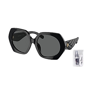 Tory Burch TY7195U 170987 55MM Black/Dark Grey Hexagonal Sunglasses for Women + BUNDLE With Deisgner iWear Complimentary Eyewear Kit