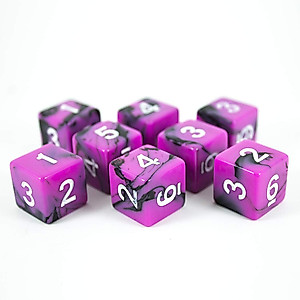 Paladin Roleplaying Magenta and Black Dice - 8 D6 Set - 'Succubus'