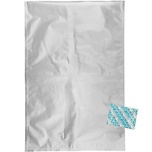Dry-Packs 5-Gallon, 20"x30" Mylar Bags and 2000cc Oxygen Absorbers, 10 Pack - for Food Shipping & Storage,Silver,MB20x30-2000CC-10PK-ALT1