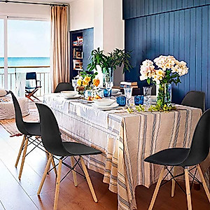 Furniwell Pre Assembled Modern Style Dining Chair Mid Century Modern DSW Chairs, Indoor Plastic Shell Lounge Plastic Chairs Side Chairs Set of 4 (Black)