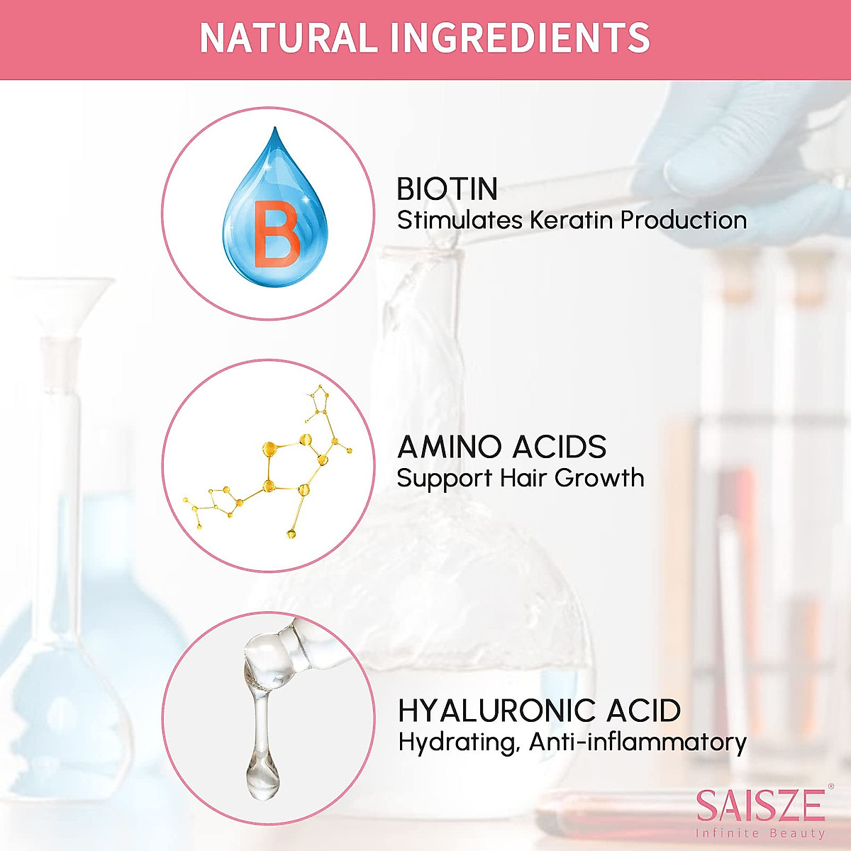 SAISZE Eyebrow Growth Serum, Eyebrow Serum for Thicker Brows, Boost Fast Longer, Fuller and Healthier Growth, Natural Eyebrow Enhancing Serum, Advanced Formula with Biotin, 6ml/0.2Fl.Oz