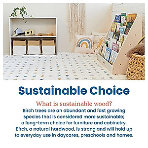 ECR4Kids Mobile Book Cart with Countdown Timer, Classroom Bookshelf, 29.3"D x 15.75"W x 34.25"H, White Wash