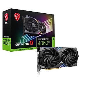 MSI Gaming GeForce RTX 4060 Ti 8GB GDRR6 128-Bit HDMI/DP Nvlink TORX Fan 4.0 Ada Lovelace Architecture Graphics Card (RTX 4060 Ti Gaming X 8G)
