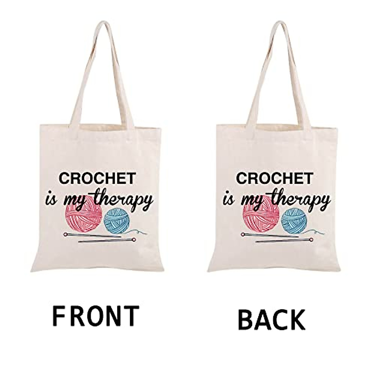 PWHAOO Knitting Project Bag Crochet Is My Therapy Knitting Humor Gift Yarn Bag Knitting Tote Bag Mothers Day Gift (Crochet Is My Therapy Tote)