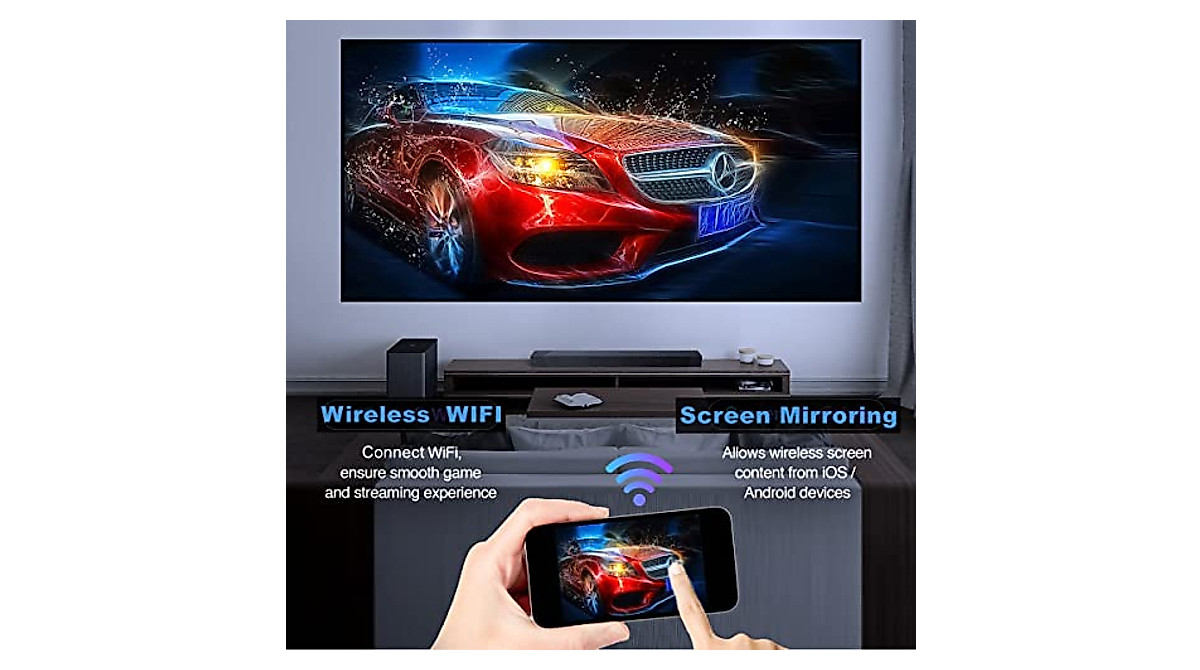 EUG Mini Smart Projector 1080P 4K WiFi Bluetooth Outdoor