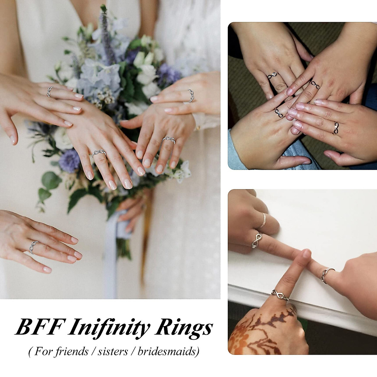 Bestyle S925 Sterling Silver Infinity Knot Ring, Size 8, CZ Band Ring for Women/Wife/Friends/Sister, Love Promise Engagement Wedding Ring