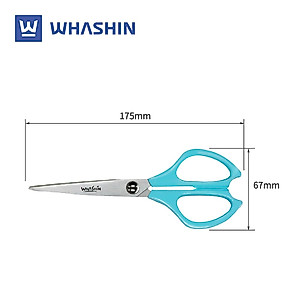 WHASHIN Scissors (737) - Multipurpose, Ultra Sharp Blade Shears, Softgrip, Stainless Steel Sewing, Comfort TPR Grip, Crafting Scissors for Office and Home (White)
