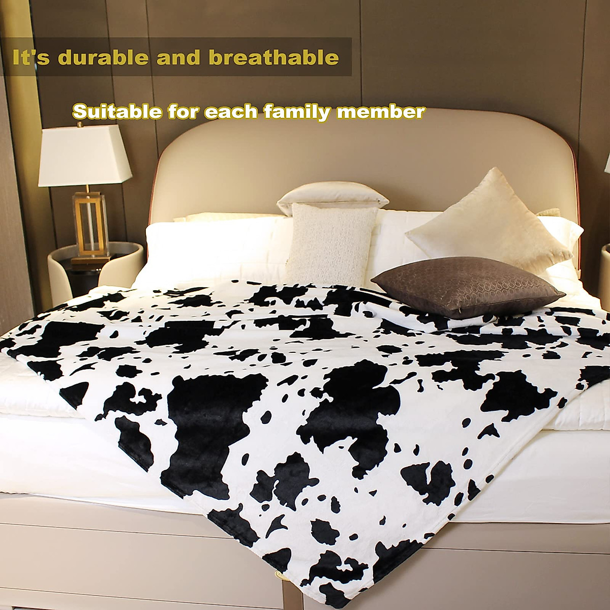Cow Print Blanket Soft Fleece Flannel Lightweight Cozy Baby Blankets Warm Black and White Cow Throw Blanket Baby Seat Couch Bed Cow Bedding Baby Boys Girls Toddler Infant Newborn 40x50 inch