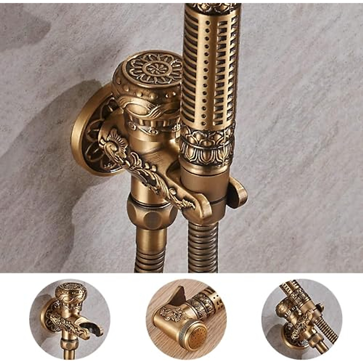 Toilet Bidet Kit with Hand Shower - Brass Handheld Bidet Sprayer - Toilet Shower Head with Hose Toilet Hand Shower Kit, for Personal Hygiene, Toilet Cleaning,A