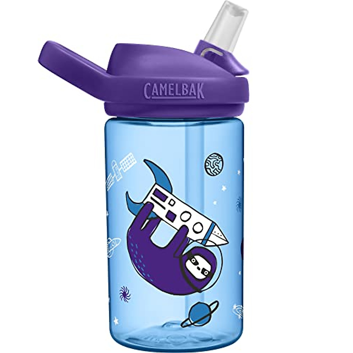 CamelBak Eddy+ 14 oz Kids Water Bottle with Tritan Renew – Straw Top, Leak-Proof When Closed, 14oz, Sloths in Space