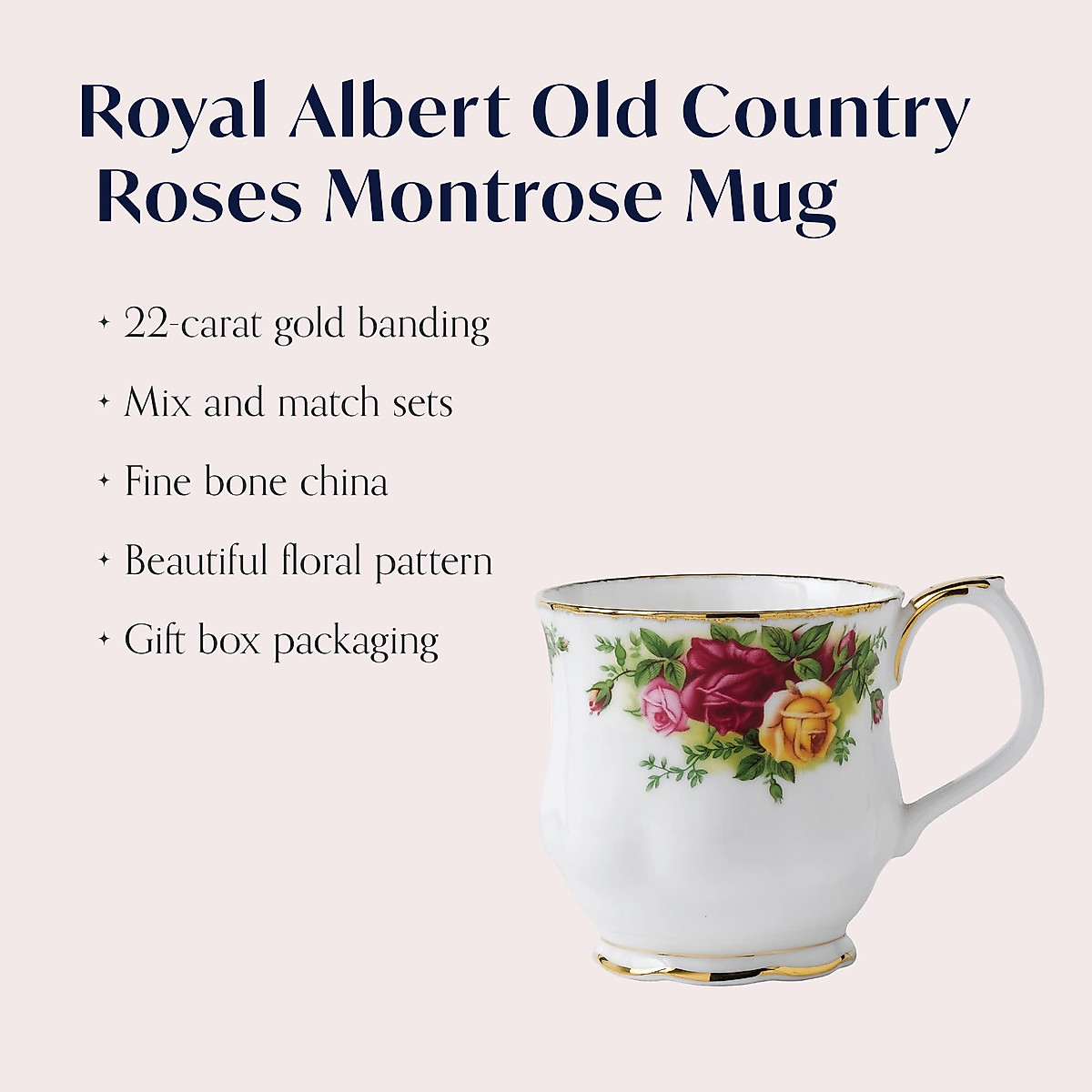 Royal Albert Old Country Roses Montrose Mug, 1 Count (Pack of 1), Multi