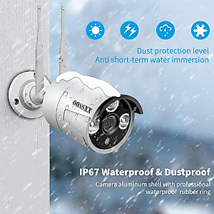 (Dual Antennas for Wi-Fi Enhanced) AI Human Detected 2K 3.0MP Wireless Security Camera System, Surveillance NVR Kits with 2TB Hard Drive, 4Pcs Outdoor WiFi Security Cameras, with Audio, Night Vision