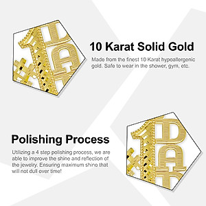 Charm America - Gold Number One Dad Charm - 10 Karat Solid Gold - Father's Day Gift (Style 1)