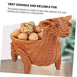 Ciieeo Daily Storage Basket Decorative Baskets Sundries Basket Wicker Storage Basket Snack Storage Serving Tray Bread Serving Basket Animal Shaped Rattan Basket Manual Snack Bowl Pp