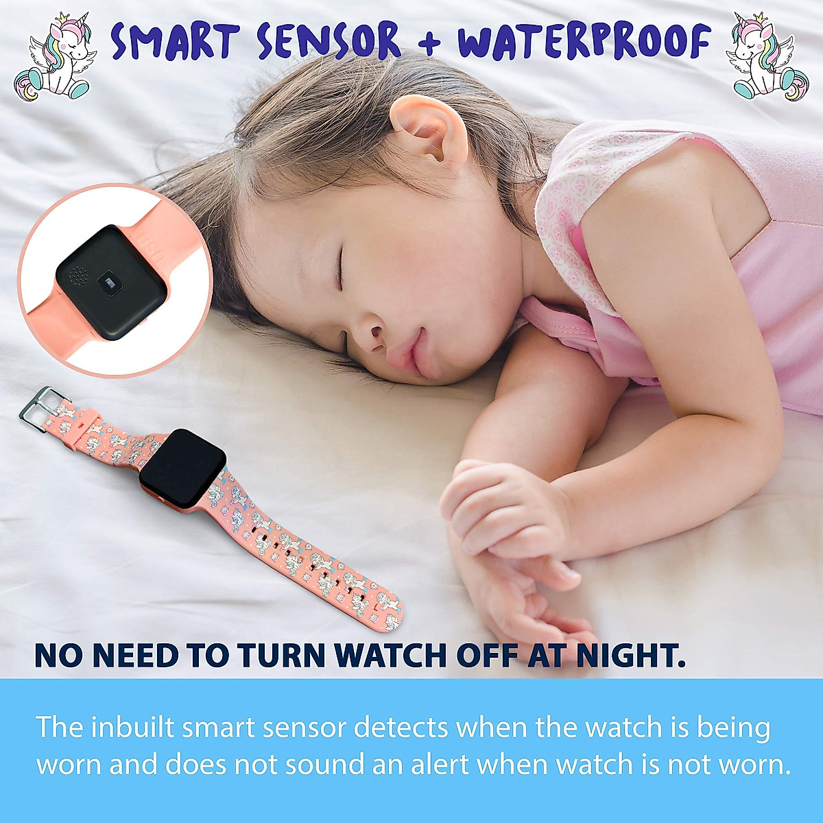 ATHENA FUTURES Potty Training Timer Watch With Flashing Lights And Music Tones - Unicorn Pattern and Potty Training Chart for Toddlers - Fun Animal Design