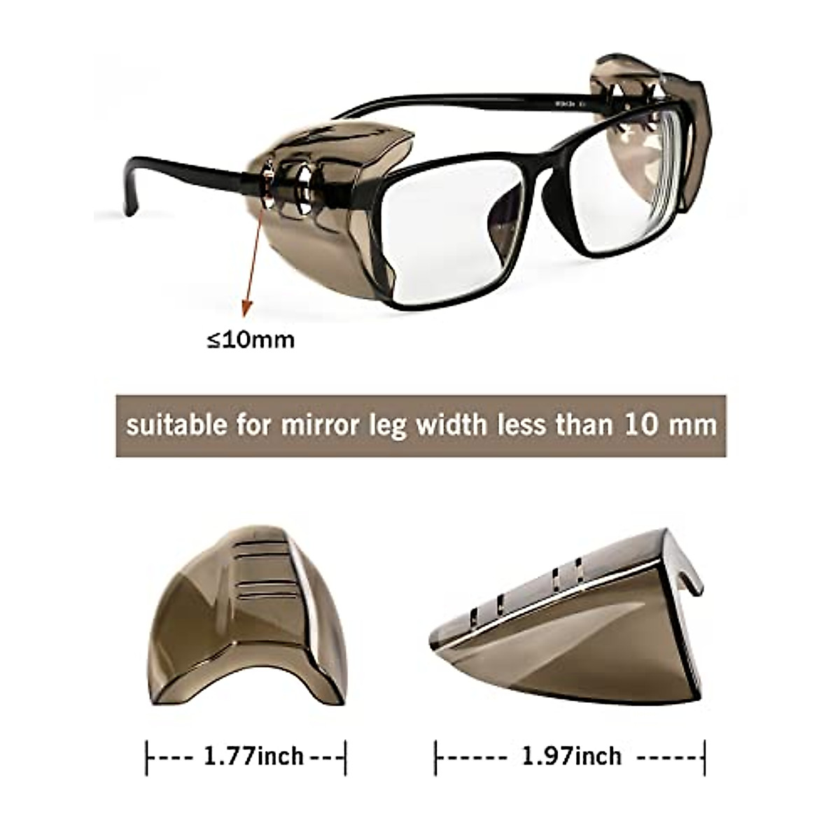 2 Pairs Eye Glasses Side Shields, Flexible Slip on Side Shields for Prescription Glasses Fits Small to Medium Eyeglasses (Brown-2)