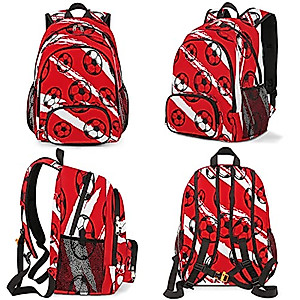 AUUXVA Soccer Football Print Backpack for Women Men Girls Boys, Casual Daypack Backpacks Durable School Bag Laptop Bookbag Rucksack for School Travel Work Camping Hiking