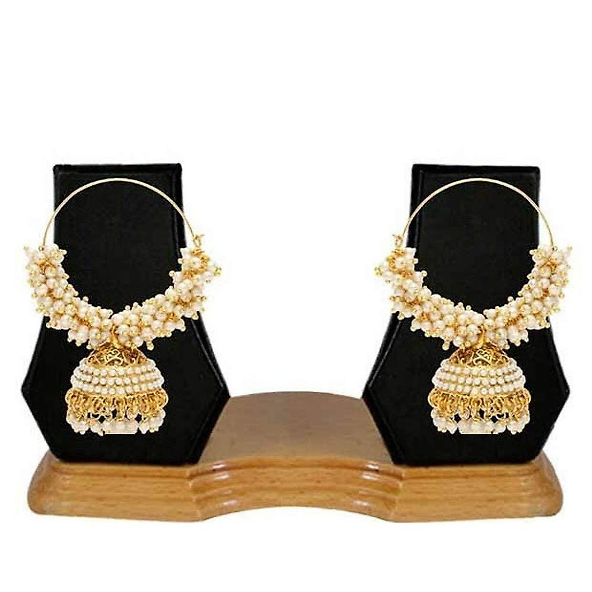 Crunchy Fashion Bollywood Stylish Traditional Indian Jewelry Meenakari Jhumka Earrings for Women, Large, Metal, cultured pearls