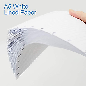 Junior Size Discbound Refill Paper - 8 Discs Discbound Paper, Lined Arc Paper Refill, 100gsm, Disc Paper Refill White Paper, 100 Sheets/200 Pages, 5.8 X 8.25 in