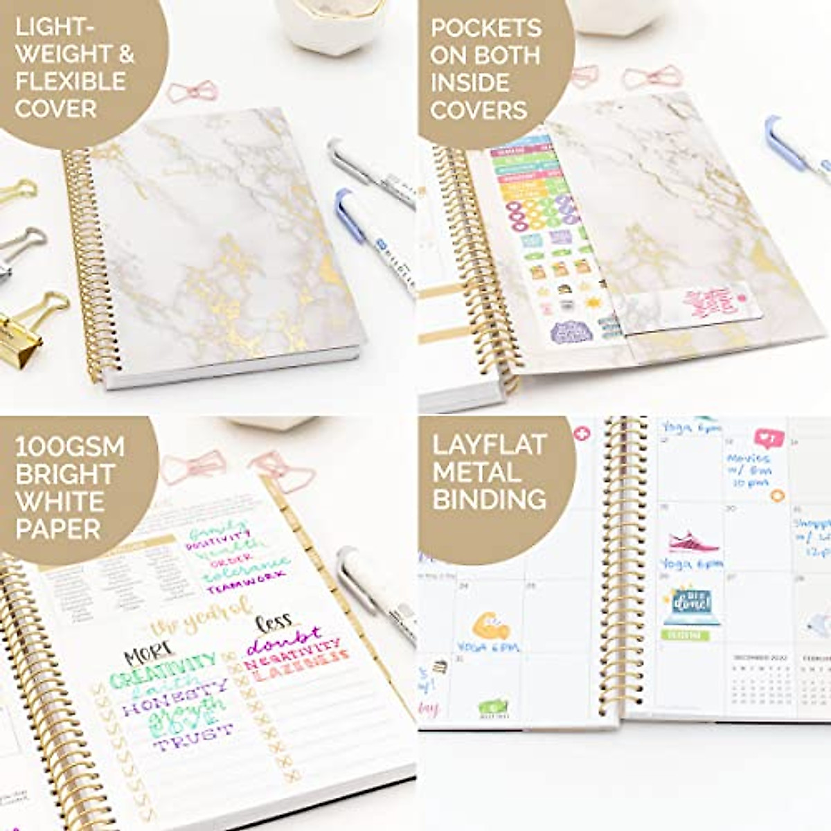 bloom daily planners 2023 Calendar Year Day Planner (January 2023 - December 2023) - 5.5” x 8.25” - Weekly/Monthly Agenda Organizer Book with Stickers & Bookmark - Marble