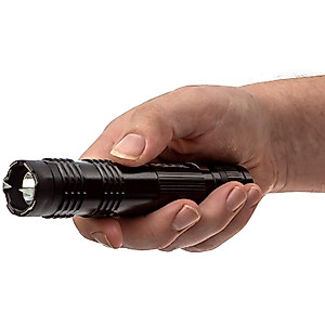 Police M12 Aluminum Stun Gun with LED Flashlight, Black