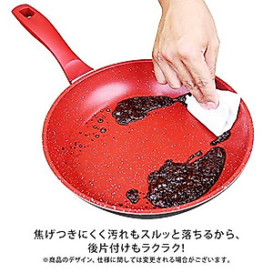 ダイレクトテレショップ Direct Teleshop Flavor Stone 9.4 inches (24 cm) Frying Pan Saute Pan Single Item (Red) Non-stick