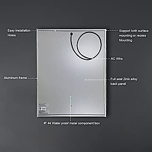 Wemin Smart Home Surface 24x30 Inch LED Mirror Medicine Cabinet with Adjustable Color Temp, LED Lighted Medicine Cabinet w/Defogger, Light Color Dimmer(2700-6500K), Outlets & USB (24x30)