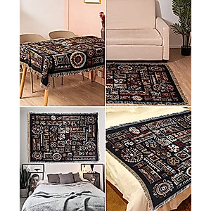 UNIGARDEN Boho Throw Blanket, Cotton Throw Blankets for Couch Soft Chair Beding Bohemian Decor (Small 51X63Inches, Black)