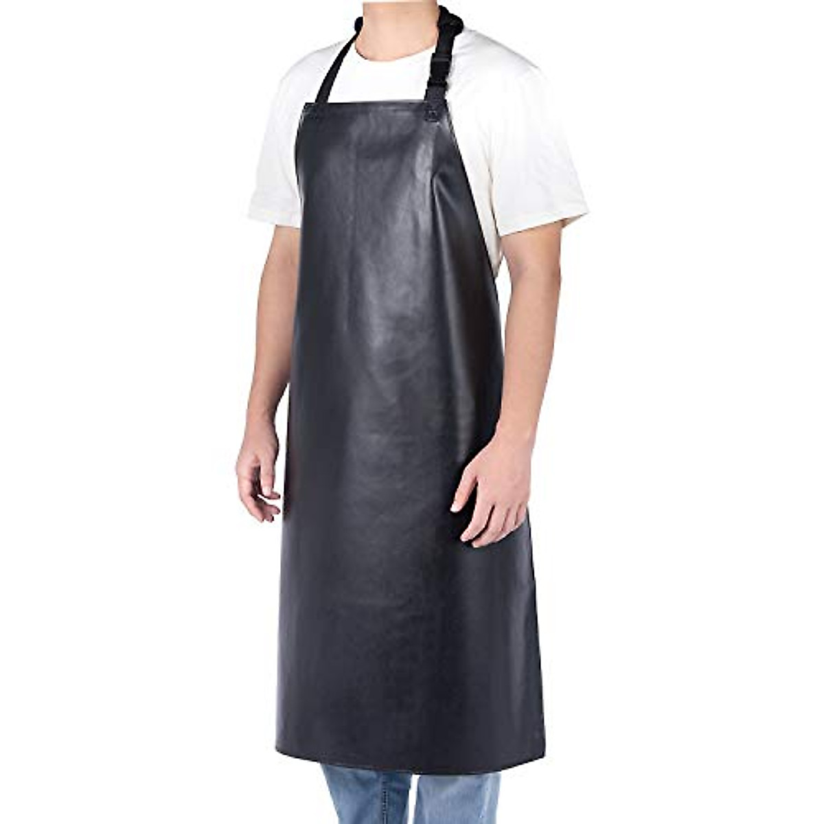 Homsolver Heavy Duty Vinyl Waterproof Apron for Unisex Adult, Ultra Lightweight, Industrial Apron, Black