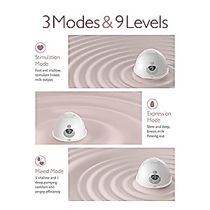 Momcozy M5 Hands Free Breast Pump, Double Wearable Breast Pump of Baby Mouth Double-Sealed Flange with 3 Modes & 9 Levels, Electric Breast Pump Portable - 24mm, 2 Pack Quill Gray