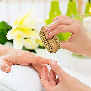 Nevlers Natural Boar Bristle Body Brush Set with Detachable Cellulite Massage Brush and Long Wooden Handle for Dry Brushing Perfect Kit to Exfoliate and Get Rid of Cellulite