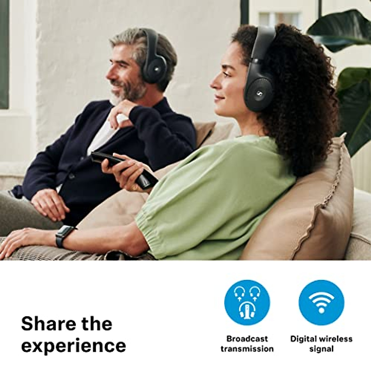 Sennheiser RS 120-W On-Ear Wireless Headphones for Crystal-Clear TV Listening with 3 Sound Modes, Lightweight Design, Easy Volume Control, 60 m Range and Convenient Transmitter/Charger Combo - Black