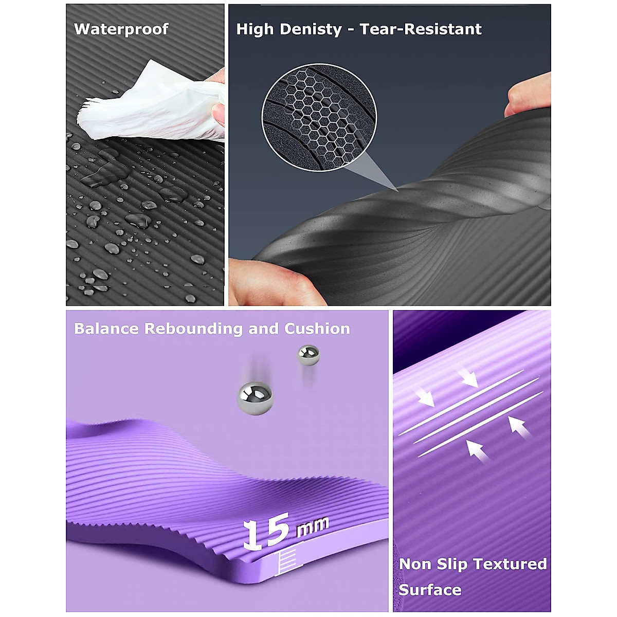 BIVR Portable Yoga Knee Pad Extra Thick Large 12 Inch Wide Cushion for Pilates Fitness Gardening Sitting Kneeing Support for Joints and Lower Spine (Metallic)