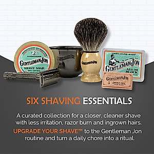 Gentleman Jon Safety Razor Shaving Kit | Vintage Wet Shave Grooming Set for Men - Includes: Safety Razor, Hair Shaving Brush, Alum Block, Shave Soap, Bowl & Double Edge Razor Blades