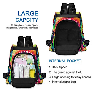 ALAZA Colorful Tie Dye Spiral Pattern Backpack Purse for Women Anti Theft Fashion Back Pack Shoulder Bag