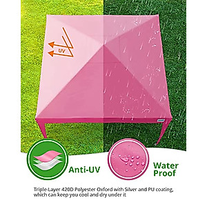 Quictent Upgraded 10'x10' Pop up Canopy Tent with Detachable & Interchangeable Sidewalls Instant Outdoor Gazebo Ez Party Tent Enclosed Waterproof (Pink)