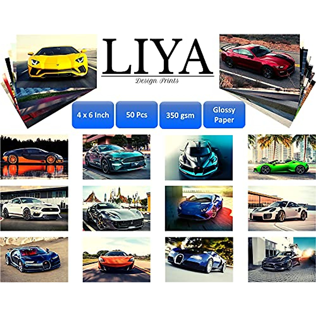 LIYA 50PCS Car Aesthetic Pictures Wall Collage Kit, Sports Car Wall Decor, Teen Boy Room Decor, Posters for Boys Room, Bedroom Wall Decor, Trendy Wall Prints Kit, Boys Room Decor, Car Small Posters for Teen Boys Men Guys Room Dorm Bedroom Decor Wall Art S